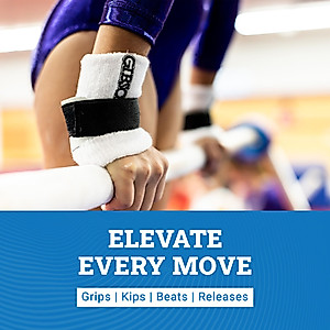 Gibson Athletic Just Right Velcro Hook & Loop Uneven Bar Grips, Gymnastics, White/Black, Small