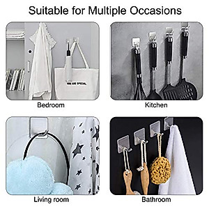 Tysun 6 Pack Self Adhesive Hooks Heavy Duty for Kitchen Bathroom Stick on Hooks for Hanging Towel Hangers Coat Hooks for Bathroom Door Adhesive