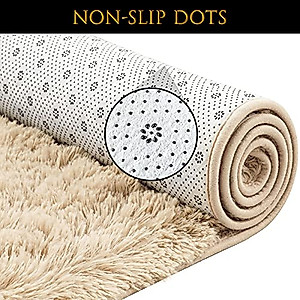 Pacapet Fluffy Area Rugs, Beige Shag Rug for Bedroom, Plush Furry Rugs for Living Room, Fuzzy Carpet for Kid's Room, Nursery, Home Decor 4 x 6 Feet