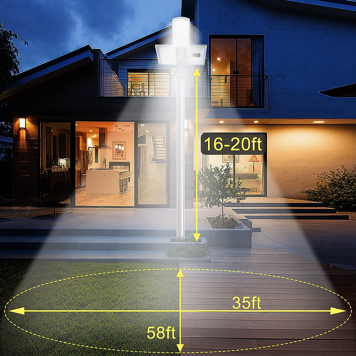 Gebosun Solar Street Light, 100W Outdoor Solar Led Street Lights, Work from Dusk to Dawn, 8600LM, 6000K, IP65 Waterproof, Wall-Mounted & Pole-Mounted for Pathway, Driveway, Swimming Pool, Garden