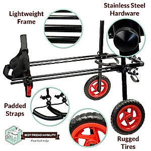 Best Friend Mobility Pro Series Dog Wheels for Back Legs Hyperlight Fiber Side Arms All Terrain Foam Tires for All The Dogs - Chair Only (Medium)