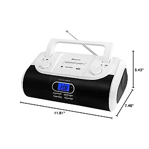 HANNLOMAX HX-509R Portable AM/FM Radio, Bluetooth, USB/SD Slot for MP3 Playback, Aux-in, AC/DC Dual Power Source. (White)