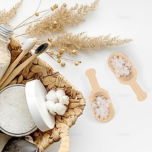 AUEAR, Mini Wooden Scoops Unpainted Wooden Kitchen Spoon for Candy Spices Parties Bath Salts Candy Essential (20 Pack, Half Handle)