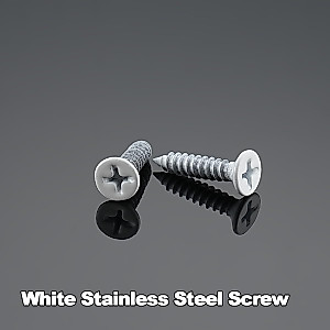 XQDWX #8 X 3/4 Inch Stainless Steel Self-Tapping Wood Screw Set, Suitaple for Home Renovation, Furniture Assembly, and Wood Working Projects, White Head, 100 Pack, 4220WS-WH-100