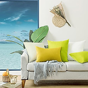 OHCOZZY Pack of 2 Outdoor Pillow Covers, Waterproof Decorative Throw Cushion Case Pillowcase for Garden Patio Furniture 18x18 Inch Cream White