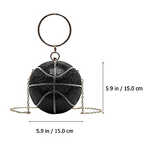 VALICLUD Evening Bag for Women Round Basketball Shaped Purse Crossbody Dazzling Clutch Ring Handle