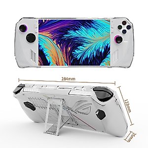 JDDWIN Full Case for ASUS Rog Ally 2023, Protective Handheld Case Skin with Detachable Front Shell Cover and Kickstand for Rog Ally,Shockproof/Non-Slip/Anti-Collision (Clear)