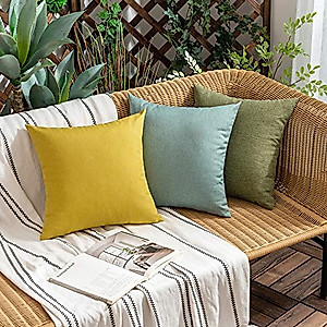 Woaboy Set of 2 Outdoor Waterproof Throw Pillow Covers Decorative Farmhouse Solid Cushion Cases for Spring Bed Sofa Couch Car Living Room Teal 16x16 inch