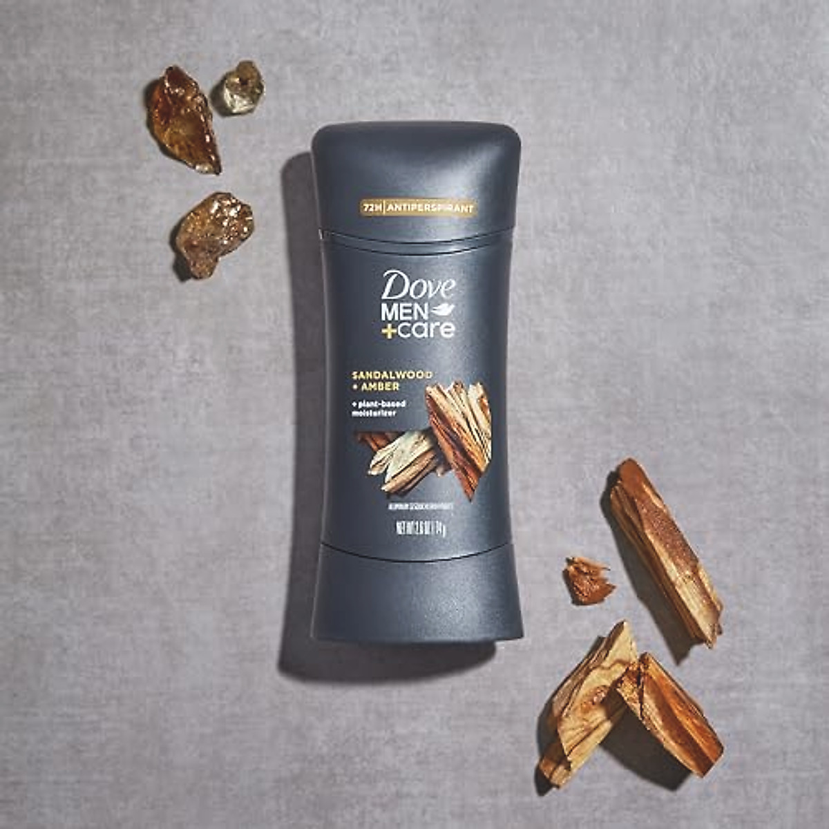 Dove Men+Care Antiperspirant Stick Sandalwood + Amber 4 Count 72H Protection with a Plant-Based Moisturizer 2.6 oz