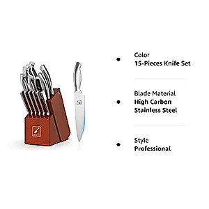 Knife Sets for Kitchen with Block, imarku 15-Pieces High Carbon German Steel Kitchen Knife Set, Ultra Sharp Knife Block Set with Built-in Sharpener, Kitchen Gadgets 2023, Gifts for Mom and Dad