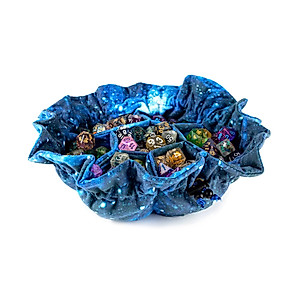 FanRoll Velvet Compartment Dice Bag with Pockets: Galaxy, Role Playing Game Dice Accessories for Dungeons and Dragons
