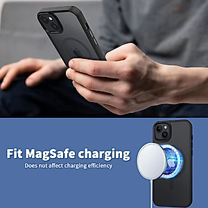 CACOE Magnetic Case for iPhone 13 & iPhone 14 6.1 inch-Compatible with MagSafe & Magnetic Car Phone Mount,Anti-Fingerprint TPU Thin Phone Cases Cover Protective Shockproof (Matte Black)