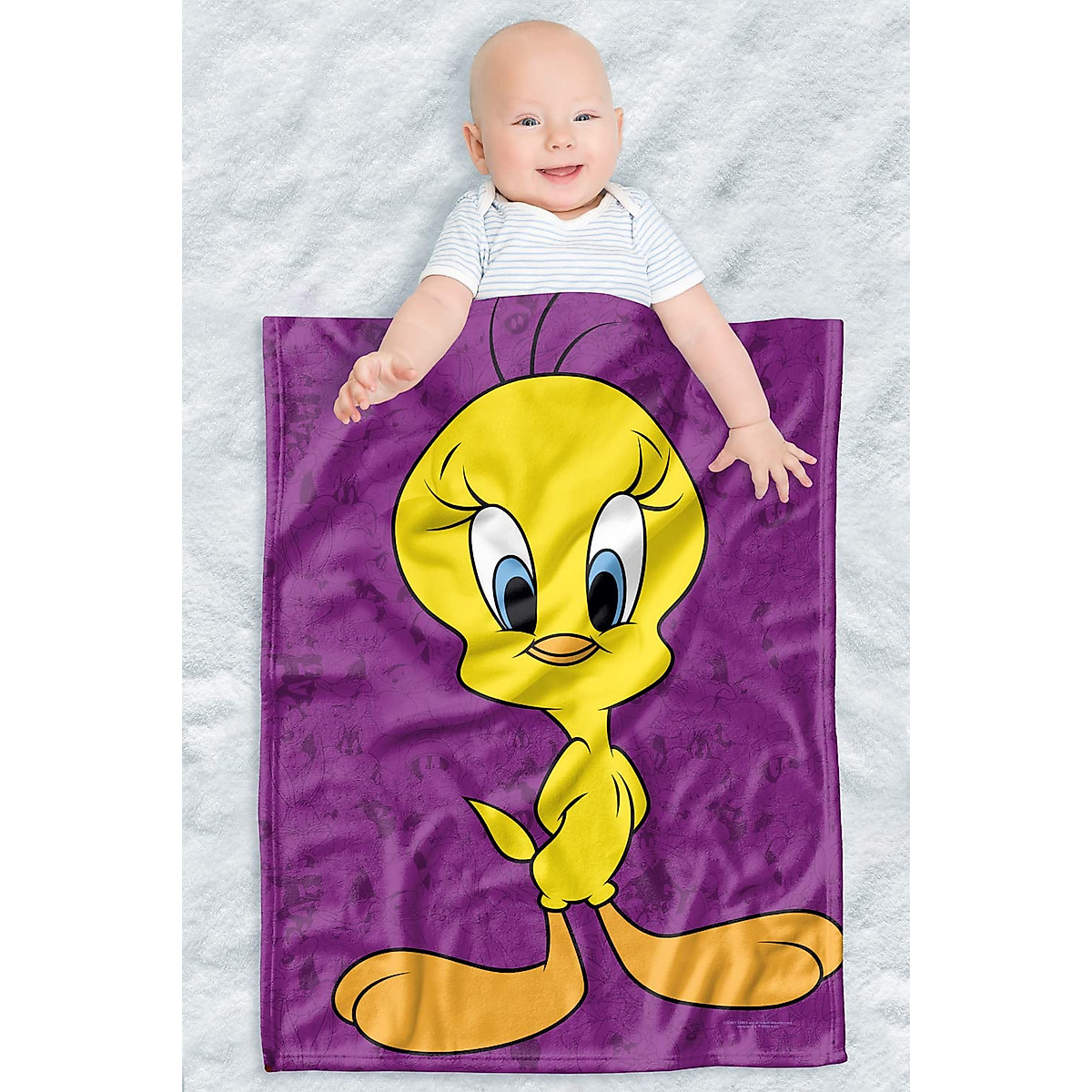 LOGOVISION Looney Tunes lightweight baby blanket, 30"X40", Tweety Bird Character Unisex for infants Girls & Boys