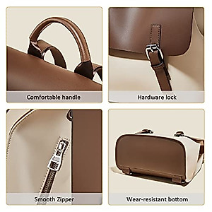 LAORENTOU Cowhide Leather Backpacks for Women Small Backpack Purse Convertable Straps Daypack Valentines Day (02 White, One Size)