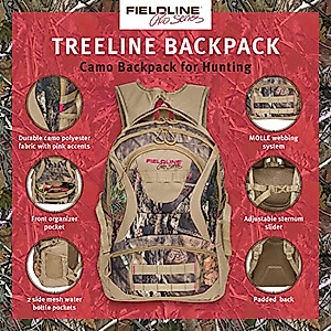 Fieldline Treeline Womens Hunting Backpack PRO Series | Tactical Backpack for Women and Men | Camo Backpack for Hunting | Heavy Duty Army Backpack | 31.8L Capacity