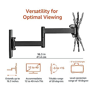 Amazon Basics Full Motion TV Wall Mount fits 12-Inch to 40-Inch TVs and VESA 200x200