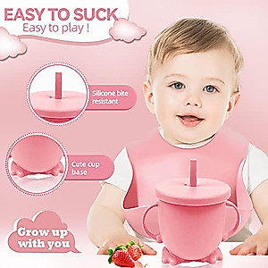 ANAVIL 8 Pack Baby Feeding Set Silicone Toddlers Weaning Feeding Sippy Cup with Straw and Lid Baby Feeding Supplies Set