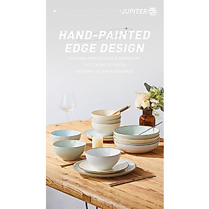 Famiware Jupiter Dinnerware Set, Plates and Bowls Sets for 4, Microwave and Dishwasher Safe, Scratch Resistant, 12 Pieces Dishes Set, Multi-color