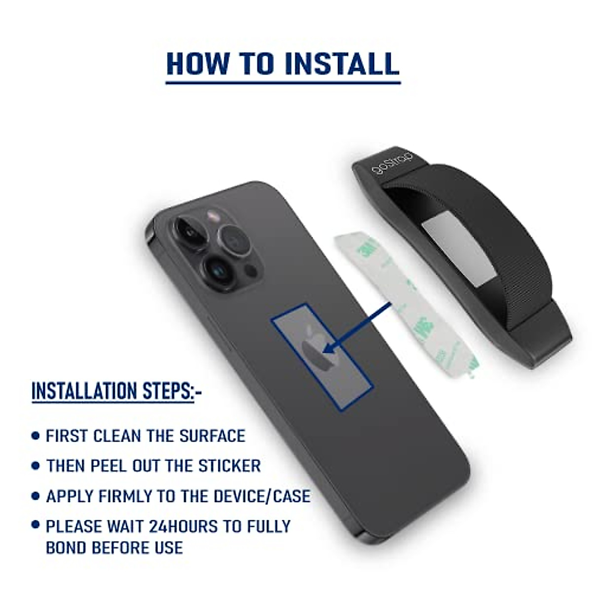 goStrap Magnetic Phone Grip Strap for back of Phone - Finger Loop Holder for Hand - Cell Phone Strap Compatible for Most iPhone, Smartphones, Mini Tablet, and Tablet Case