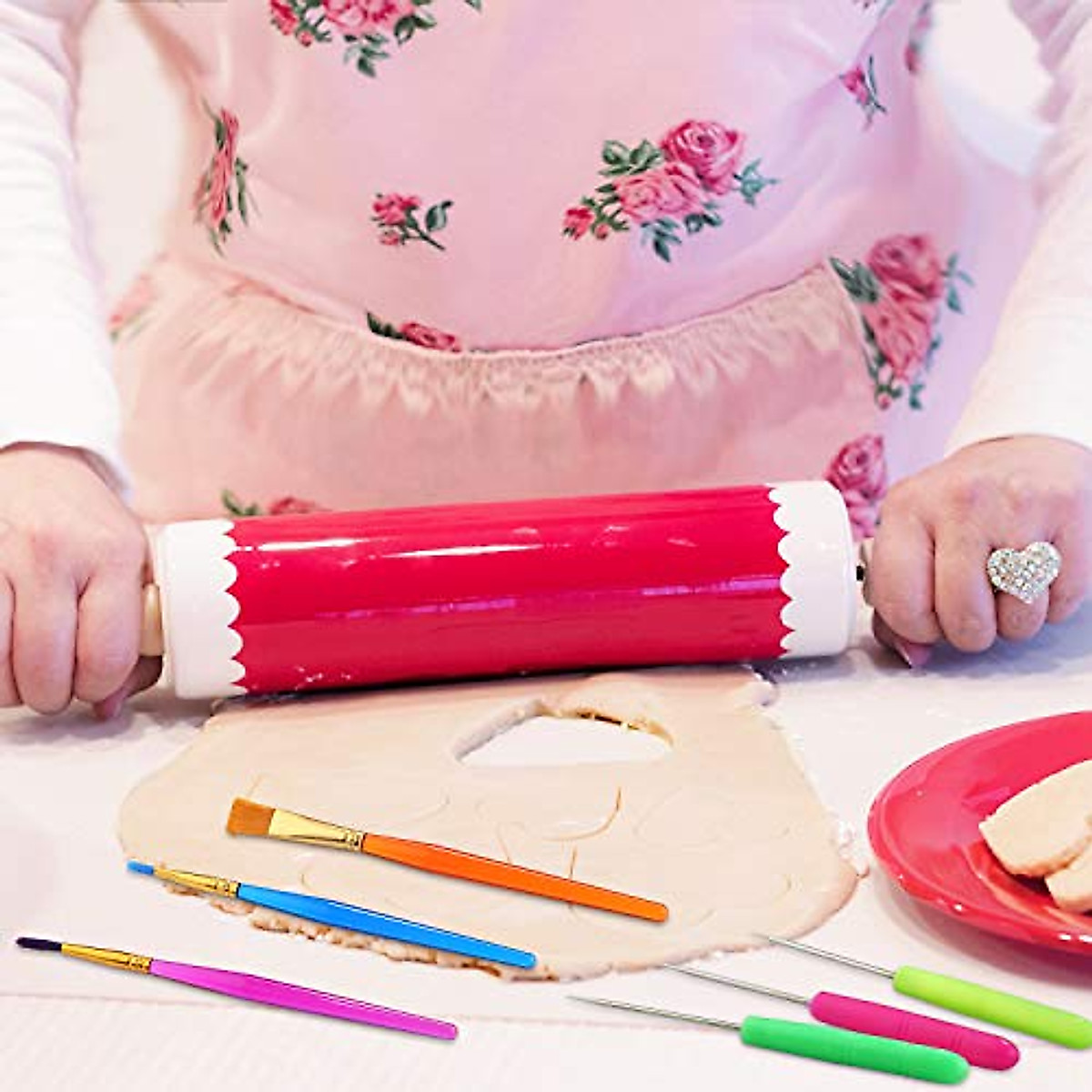 14 Pieces Cookie Tools Decorating Kit Cake Decorating Brush Scribe Tool Sugar Stir Needle Baking Tweezers for Sprinkles Elbow and Straight Tweezers Decorating Supplies for Cookie Cake Fondant