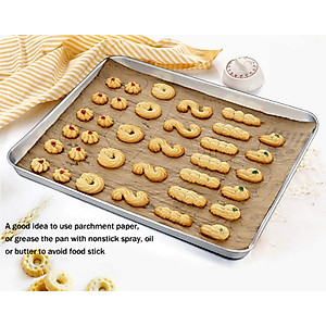 TeamFar Baking Sheet Set of 3, Stainless Steel Cookie Sheet Baking Tray Pan, Healthy & Non Toxic, Mirror Finish & Rust Free, Easy Clean & Dishwasher Safe