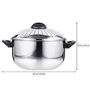 DOITOOL Stovetop Stainless Steel Pasta Pot with Strainer Lid, Nonstick Spaghetti Pot Noodles Cooking Pot for Cooking Pasta Noodle Veggie or Sauce, Sliver, 6.2X9.2
