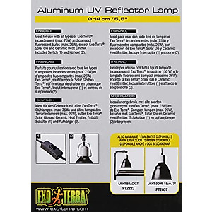 Exo Terra Light Dome, Aluminum UV Reflector Lamp for Reptile Terrariums, 5.5 Inches