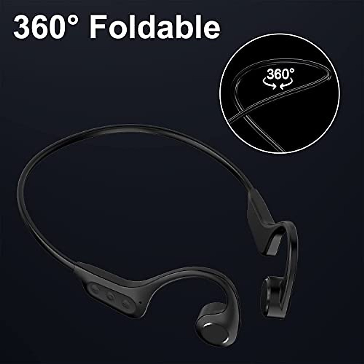 D DOMISOL Bone Conduction Headphones Wireless, Open-Ear Bluetooth Sport Earphones with Mic, Waterproof Sweat Resistant Headset for Running Cycling Hiking Gym Workouts-Black