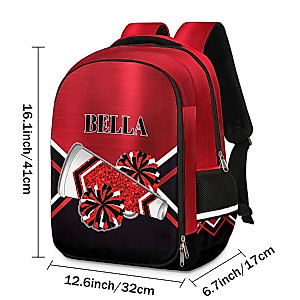 RIRIX Personalized Kids Backpack Custom Backpack Schoolbag Children Bookbag for Boys & Girls Glitter Red Cheer