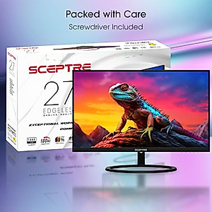Sceptre 27" IPS 2K Monitor QHD 2560 x 1440 75Hz Edgeless DisplayPort HDMI Build-in Speakers Machine Black