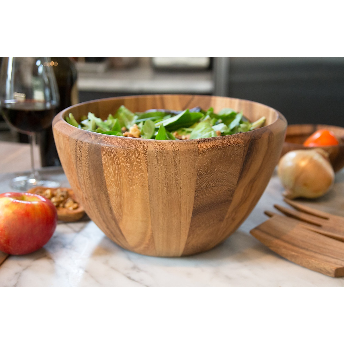 Ironwood Gourmet Extra Large Madera Salad Bowl, Acacia Wood, 12 x 12 x 7.25