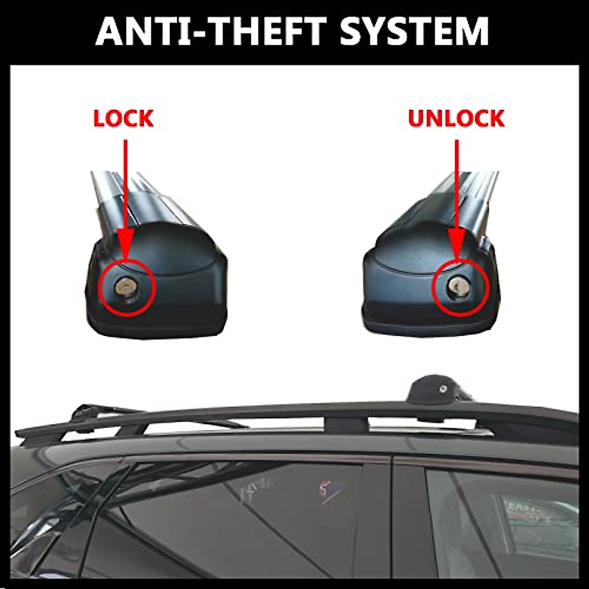 ROKIOTOEX Cobra Roof Rack Crossbars Fit for Ki-a 2023 Telluride EX X-Line, SX X-Pro Raised Side Rails, Cross Bars for Rooftop Cargo Box Luggage, Ski Board, Bike Carrier – Silver CJ4035