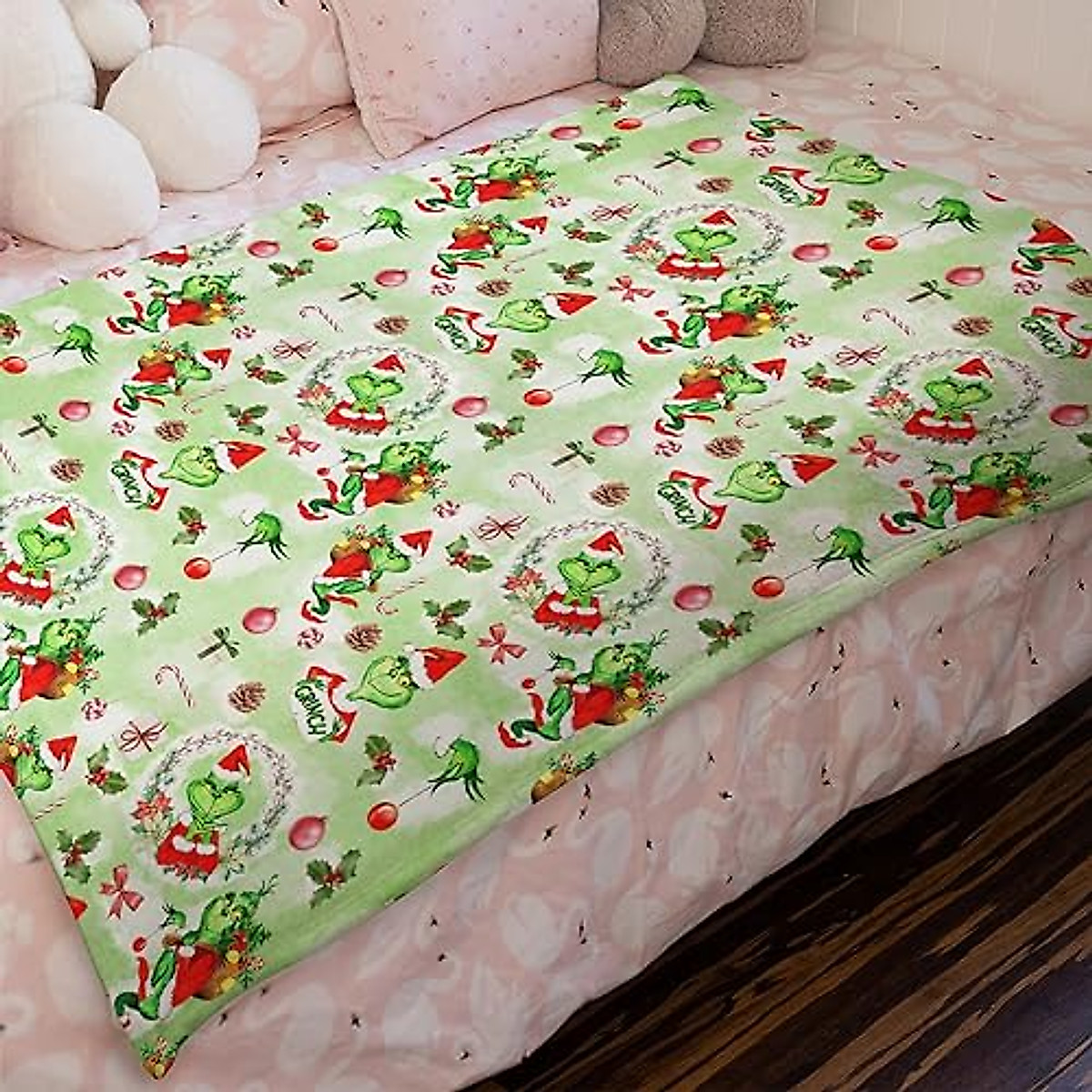 HawSkgFub Merry Christmas Baby Blanket Boys Girls Gift Green, Neutral Baby’s First Xmas Holiday Flannel Fleece Nursery Bed Blankets, Soft Lightweight Newborn Infant Toddler Kids Crib Bedding 30 x 40