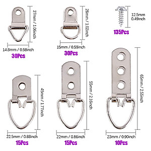 Swpeet 415Pcs Picture Hangers Kit with Screws, Heavy Duty Assorted Picture Hangers Assortment Kit for Picture Hanging Solutions with Transparent Box - 7 Models