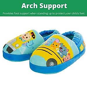 Josmo Cocomelon Toddler slippers - house shoes for boys girls warm plush bed moccasins slippers cocomelon shoes Blue (11-12 Little Kid)