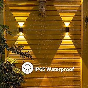 ASLIDECOR Solar Wall Lights UP and Down,Warm White Fence Lighting Waterproof Deck Step Light for Arbor Patio Yard
