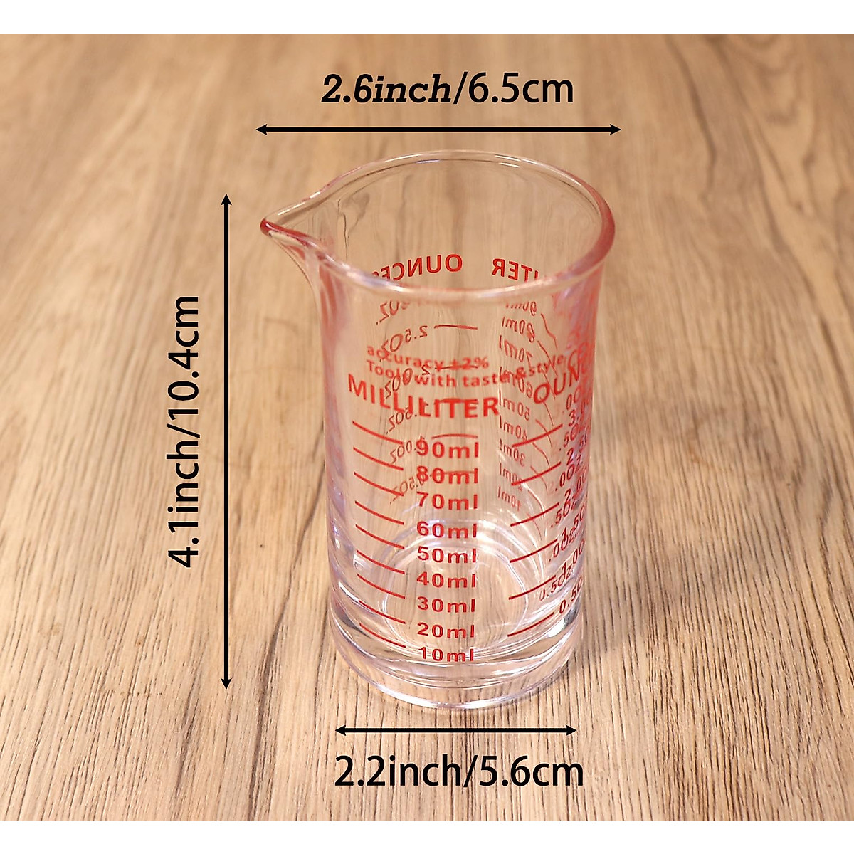 Shot Glass Measuring Cup 3 Ounce/90ML Liquid Heavy High Espresso Glass Cup Red Line