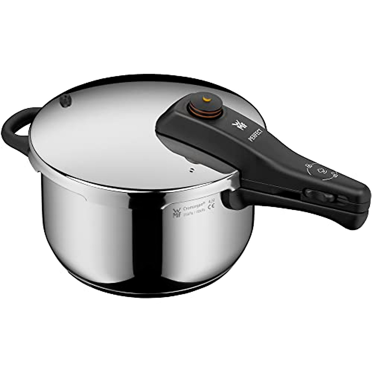 WMF Perfect Pressure Cooker Induction 4.5 L, Pressure Cooker, Large Cooking Signal, 2 Cooking Levels, Removable Lid Handle, Cromargan Stainless Steel