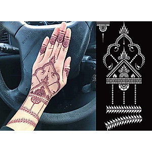 DIVAWOO 12 Sheet Henna Tattoo Stencils, Hand Temporary Tattoo Stickers, Indian Arabian Self Adhesive Tattoo Templates