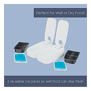 TRIXIE TX2 Automatic Food Dispenser, Dual Compartments, Dual Timer, 48 Hour Timer, Battery Operated, Gray with Black (24372)