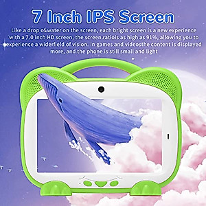 Cosiki Kids Touch Tablet, HD 1080P 5500mAh 7 Inch Support WiFi 4GB and 32GB Children Tablet for Android 10.0 for Girls (Green)