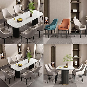 RILOOP Mid Century Modern Dining Chairs,Pu Leather Upholstered Dining Chairs with Black Metal Frame, Kitchen & Dining Room Chairs Armrests Side Chairs for Dining Room,Living Room/C/43 * 44 * 92Cm