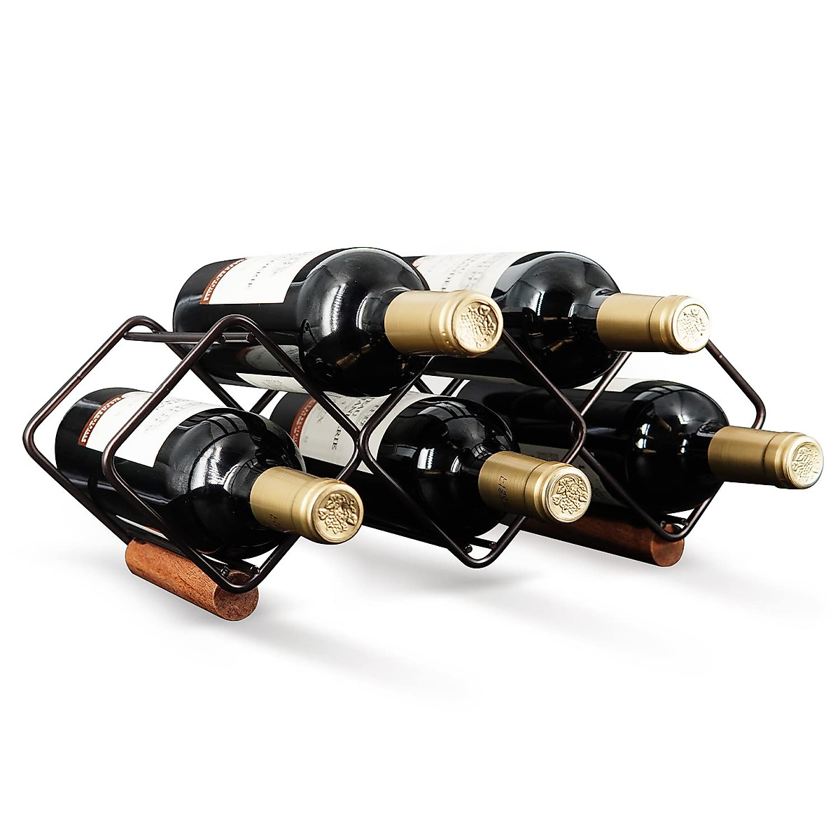 TOMORAL Wine Rack, Countertop Wine Rack ,5 Bottle Wine Holder for Wine Storage ,No Assembly Required, Modern Metal Wine Rack ,Small Wine Rack