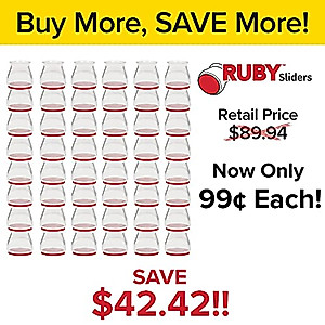 Ruby Sliders As Seen On TV by BulbHead - Red Means They’re Authentic - Premium Chair Covers Protect Hardwood & Tile Floors - Fits Most Furniture Leg Sizes & Shapes - 48-Pc Super-Value Pack, 48 Pack