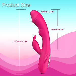 G-spot Rabbit Vibrator Clitoral Stimulator - Realistic Dildo Vaginal Anal Massager with 5 Vagina Tapping Features & 10 Vibration Modes, Waterproof Rechargeable Adult Sex Toys for Women(Red)