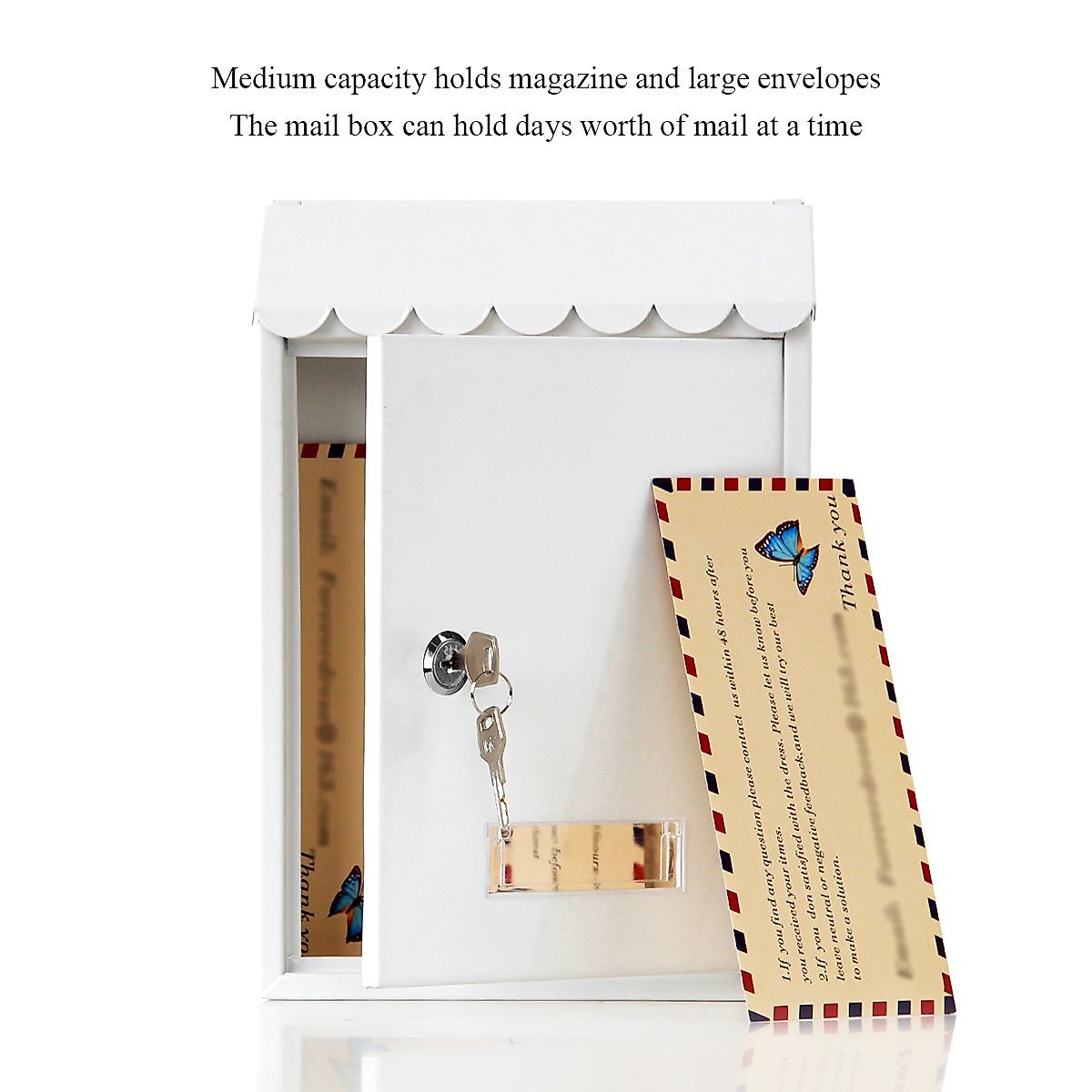 Mailboxes Wall Mount with Key Lock – Jssmst Small Mail Boxes Horizontal, 12.2 x 8.3 x 3.05 Inch, White New