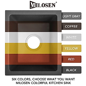 MILOSEN Black Bar Sink 13×15 Inch, Small Bar Prep Kitchen Sink, Undermount Bar Sink, Granite Composite Single Bowl Bar Sink, RV Kitchen Sink, Small Camper Sink