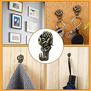20 Pieces Push Pin Hangers Plant Shape Pin Hook Hanger Zinc Alloy Picture Hanging Hook Pin Bronze Wall Hooks (Rose)