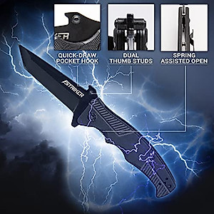 Striker Quick-Draw Tactical Folding Pocket Knife - 3.5 in. Tanto Tip Blade