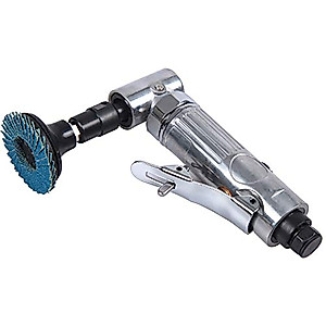 1/4 inch Angle Air Die Grinder,20000 RPM, 90 Degree Angled Air Die Grinder,with 4 pcs 2" Roll Lock Sanding Discs, Polished Color Pneumatic Angle Die Grinder